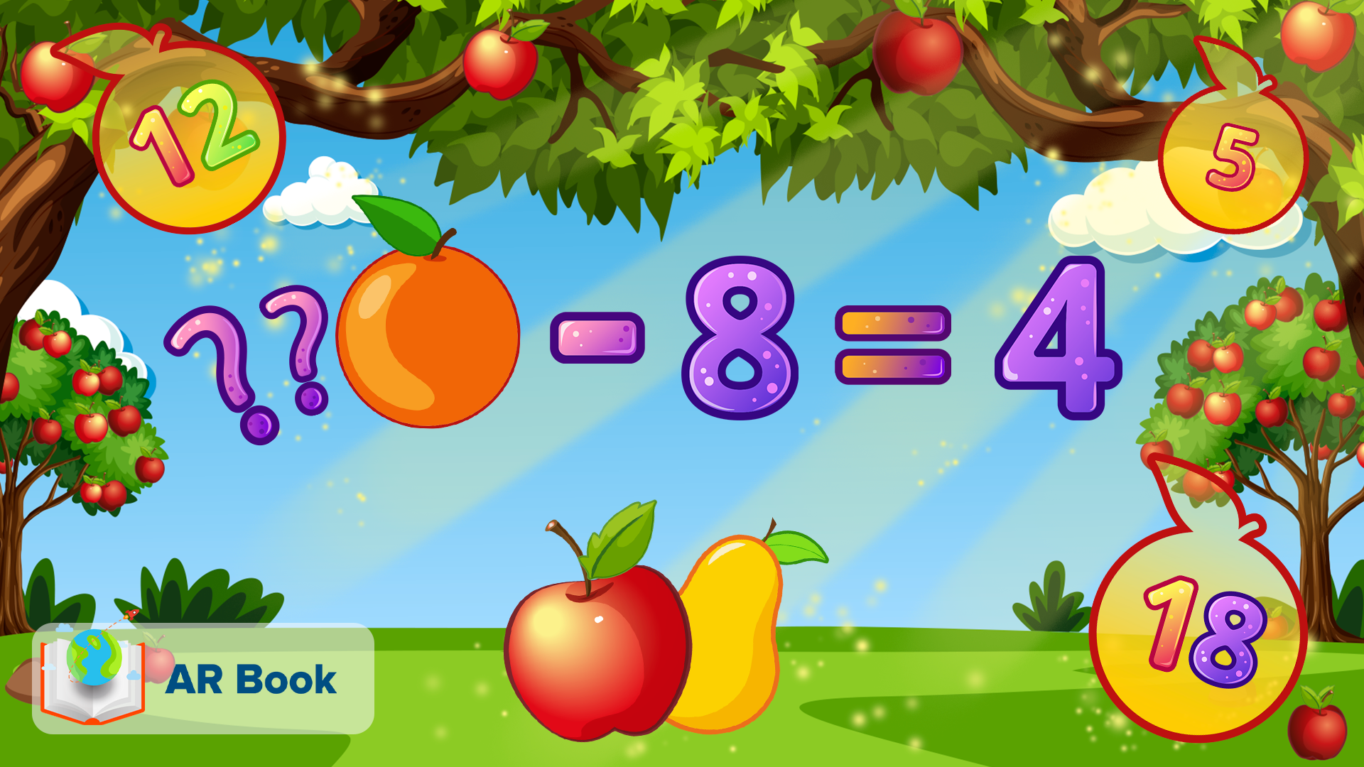 Orchard of fruit numbers: subtracting numbers from the number 12 | Math ...