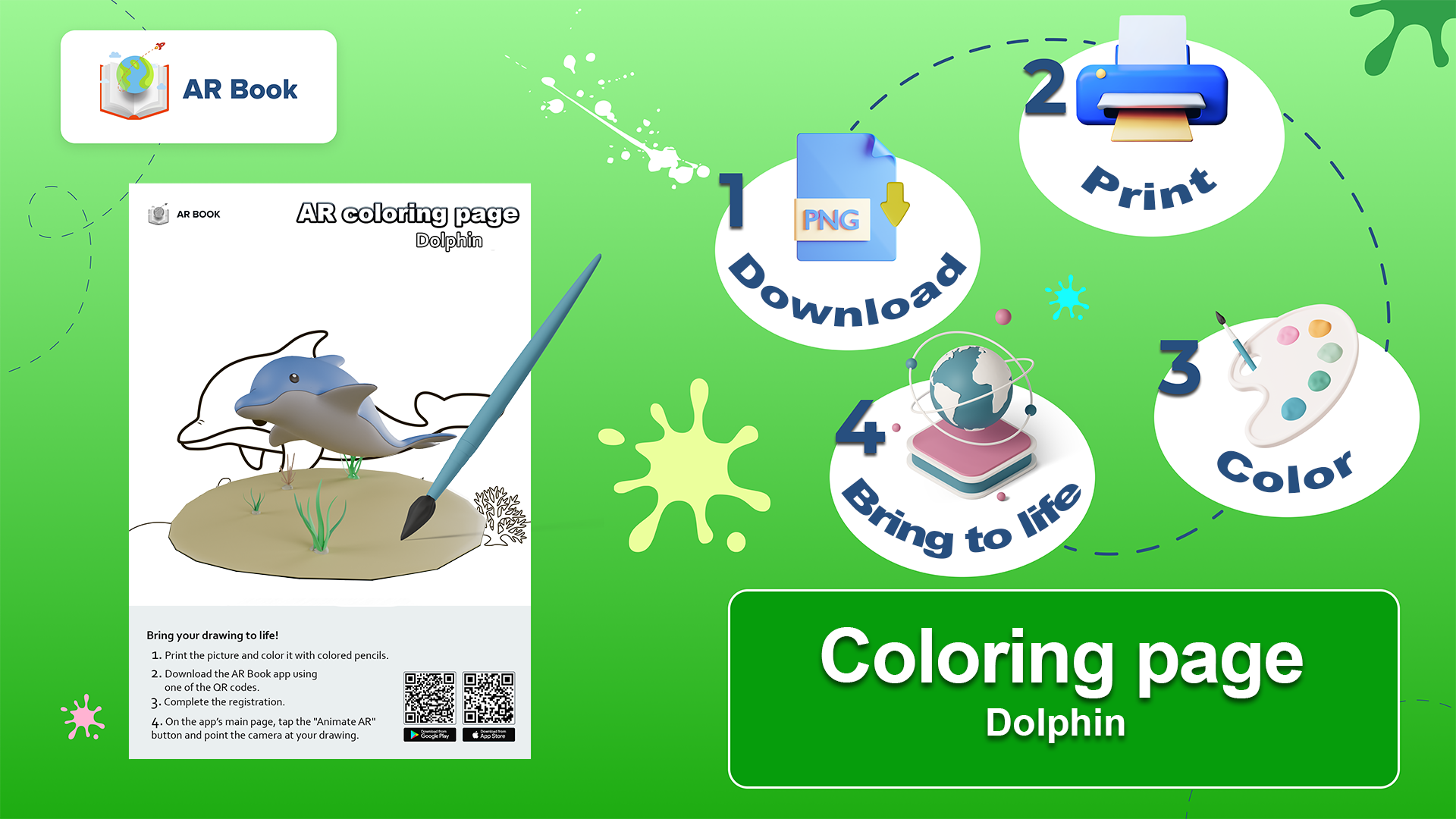 Dolphin / AR coloring page | Social Studies | Grade 1